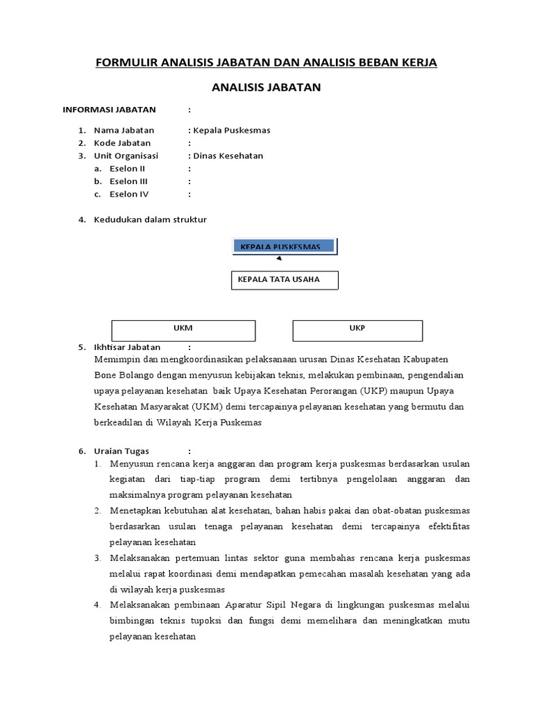 FORMULIR ANALISIS JABATAN DAN ANALISIS BEBAN KERJA - Nurhayati | PDF