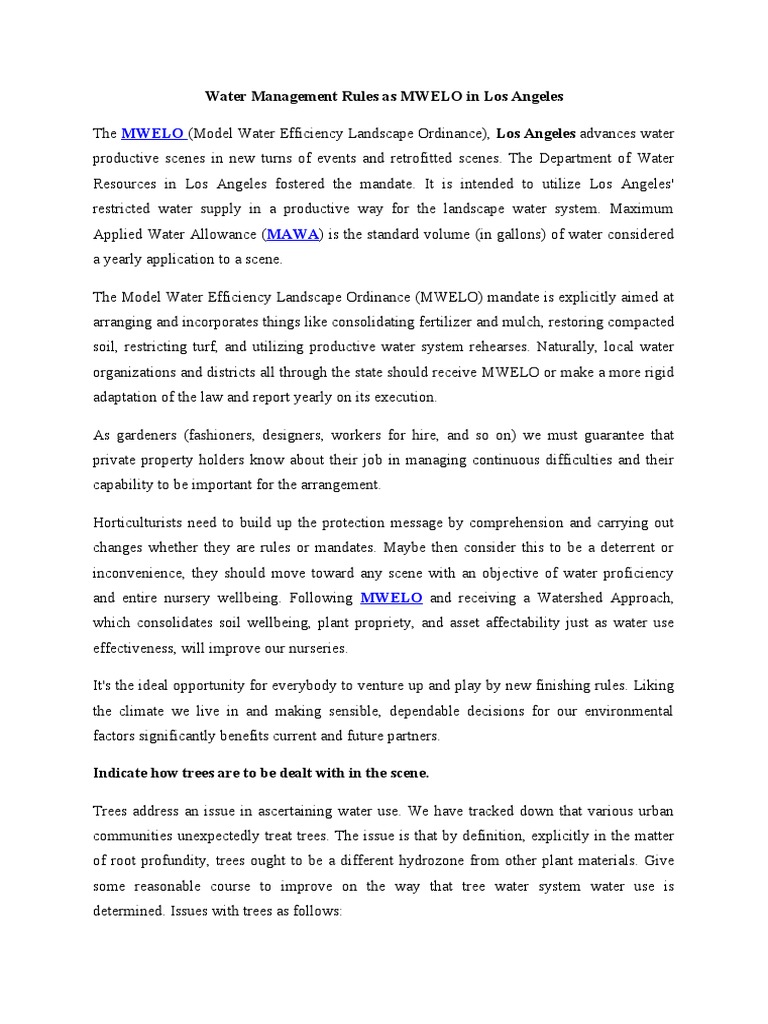 Water Management Rules As MWELO in Los Angeles | PDF | Water Supply ...