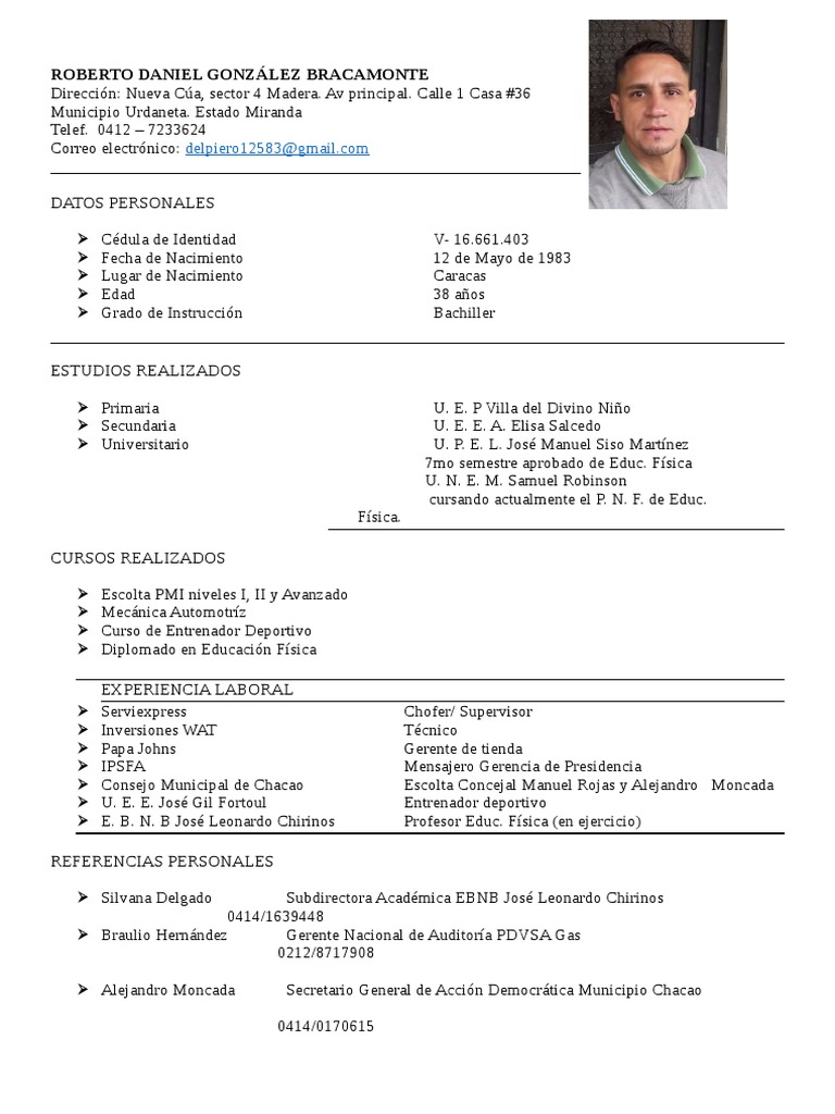 Curriculum Roberto González B | PDF
