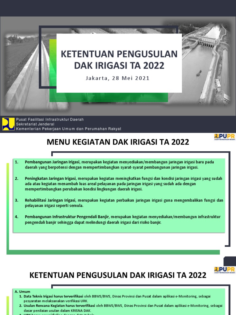 PFID PUPR - IRIGASI - Kriteria Pengusulan DAK Irigasi TA 2022 v.2 | PDF ...