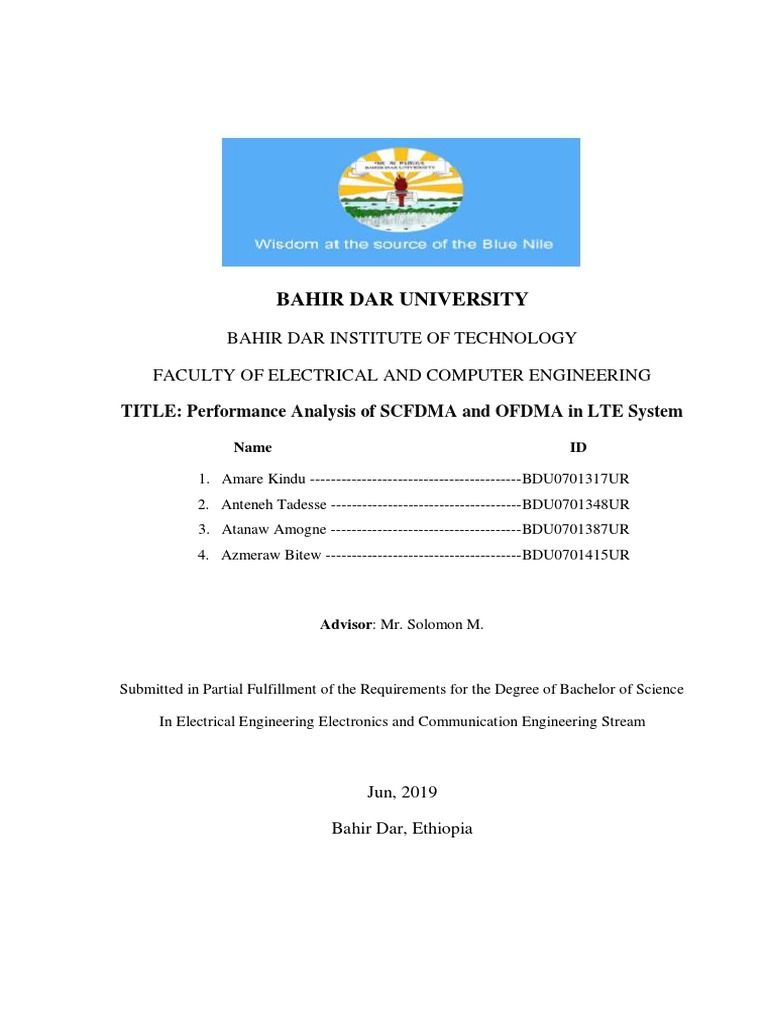 Bahir Dar University: Bahir Dar Institute of Technology Faculty of Electrical and Computer ...