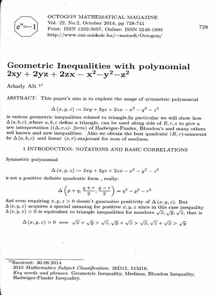 Geometric Inequalities With Polynomial 2 | PDF