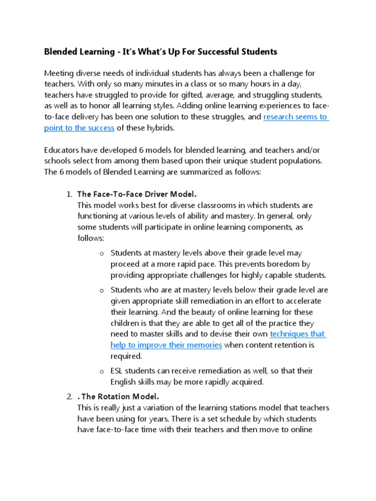 Blended Learning 6 Models | PDF | Schools | Teachers