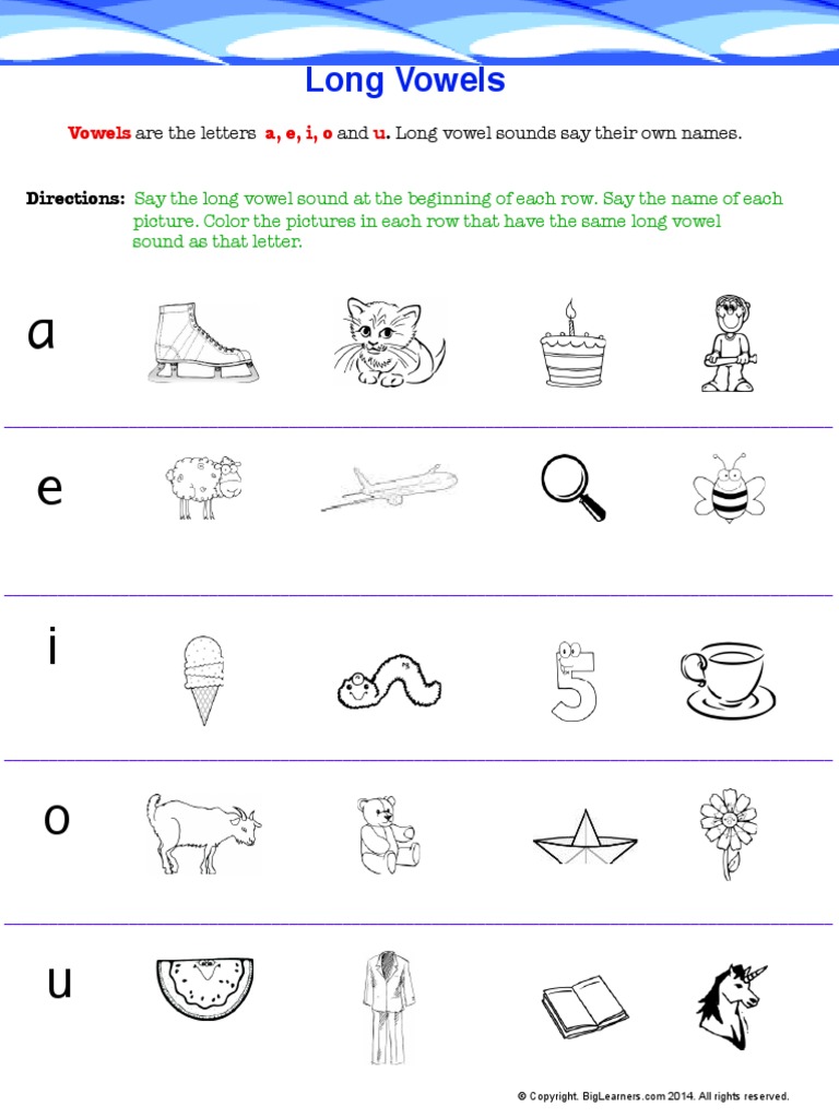 Long Vowels A e I o U | PDF