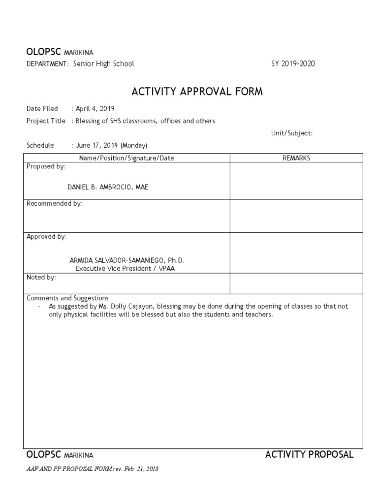 Activity Approval Form: Olopsc | PDF | Career & Growth