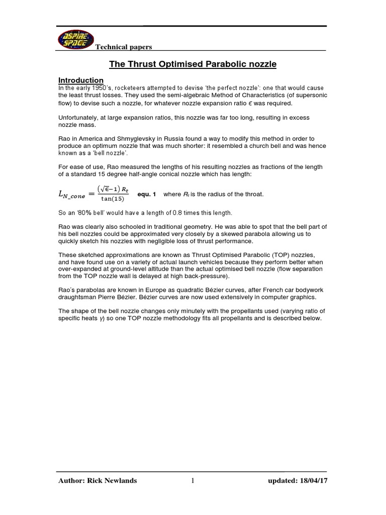 Thrust Optimised Parabolic Nozzle | PDF | Angle | Tangent