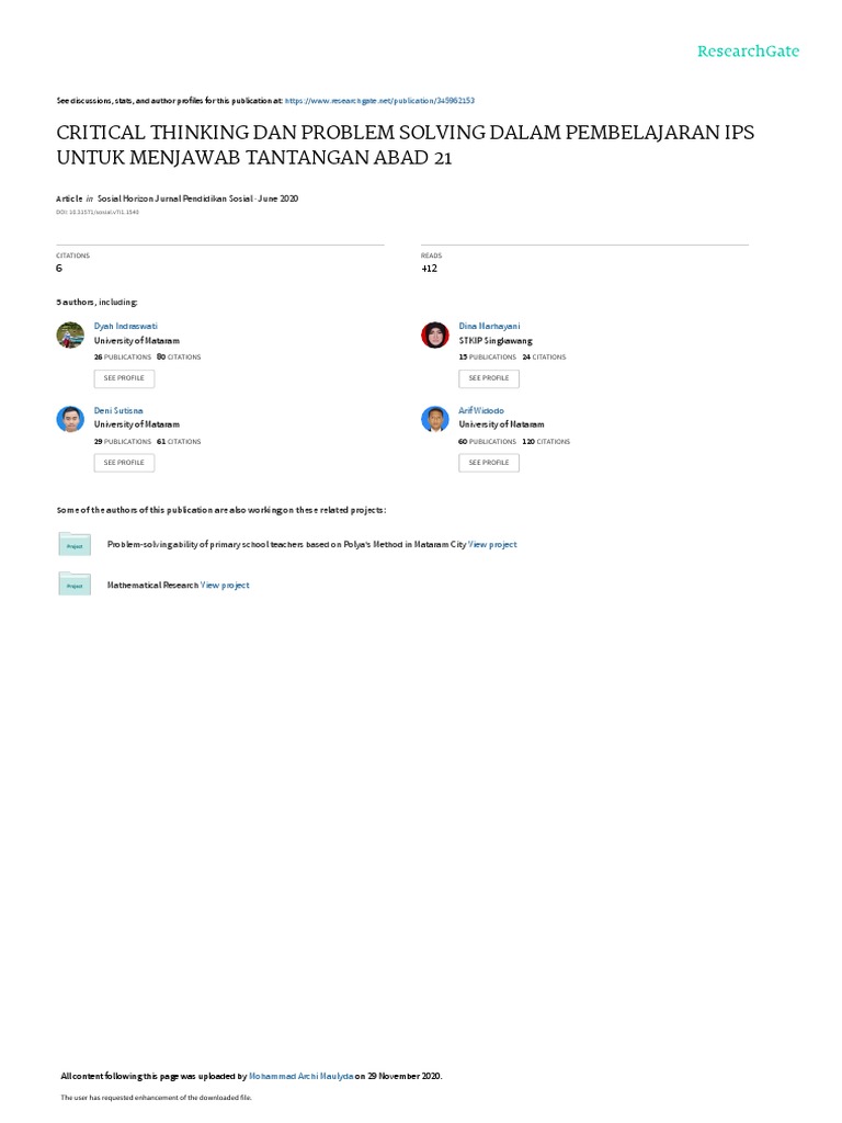 Pembelajaran IPS: Keterampilan Abad 21 | PDF
