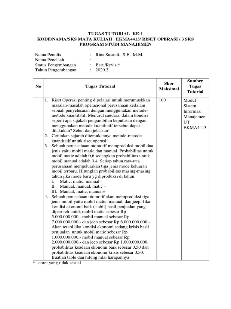 Tugas Riset Operasi Manajemen | PDF