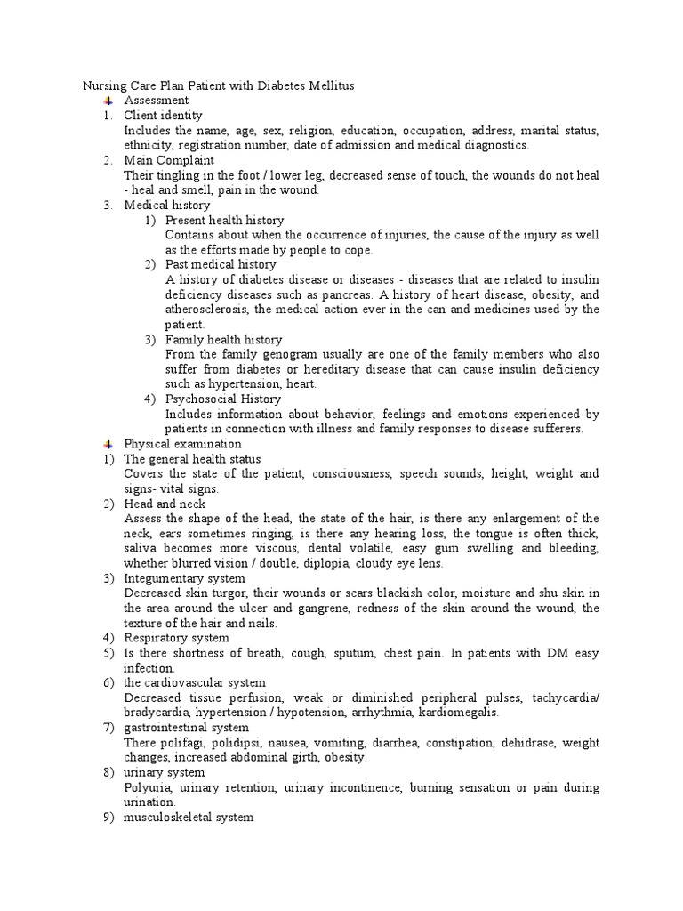 Nursing Care Plan Patient With Diabetes Mellitus | PDF | Diet ...