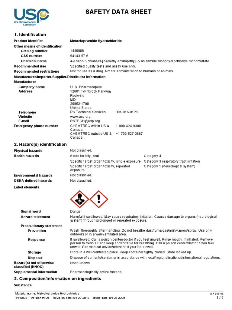 Safety Data Sheet: 1. Identification | PDF | Dangerous Goods | Firefighting