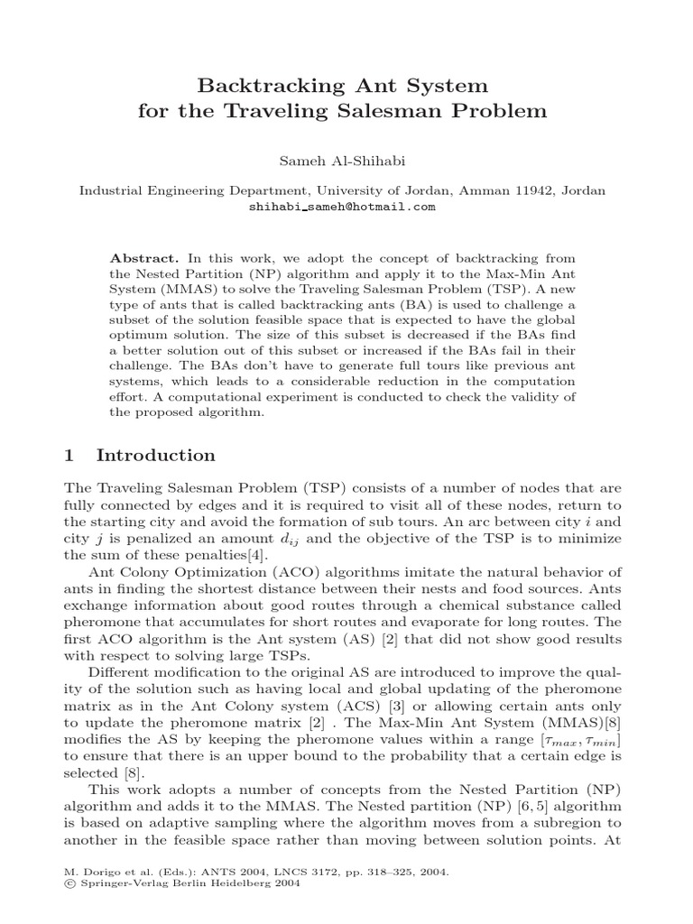 Backtracking Ant System For The Traveling Salesman Problem | PDF | Applied Mathematics | Algorithms