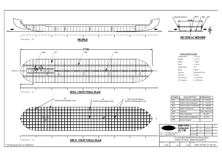 House Boat APTDC 27.5 M - Two Double Bedded Room - Structural ...