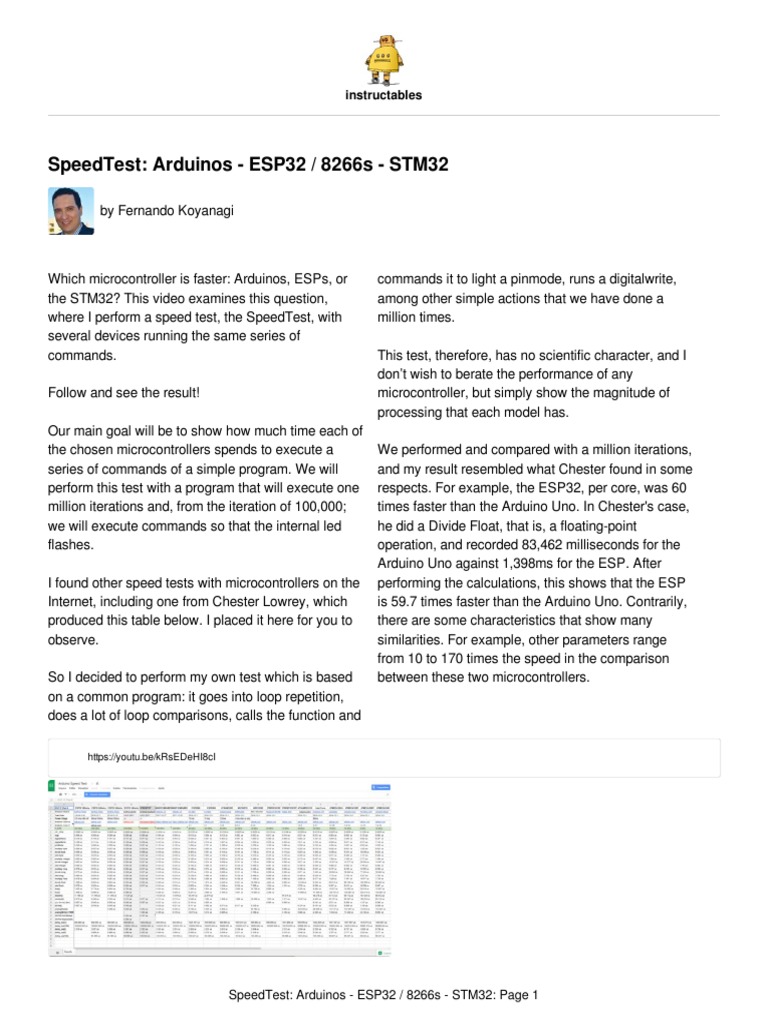 Speedtest Arduinos Esp32 8266s Stm32 Instructables Pdf Integrated Circuit Computer 1471