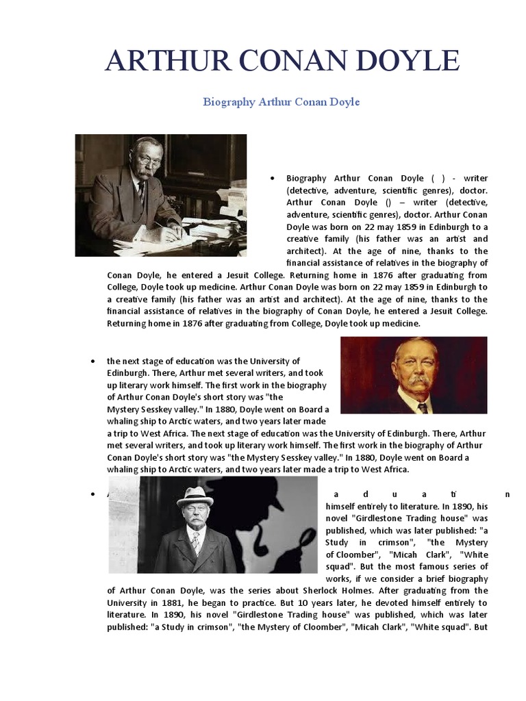Biography Arthur Conan Doyle | PDF | Arthur Conan Doyle | Sherlock Holmes