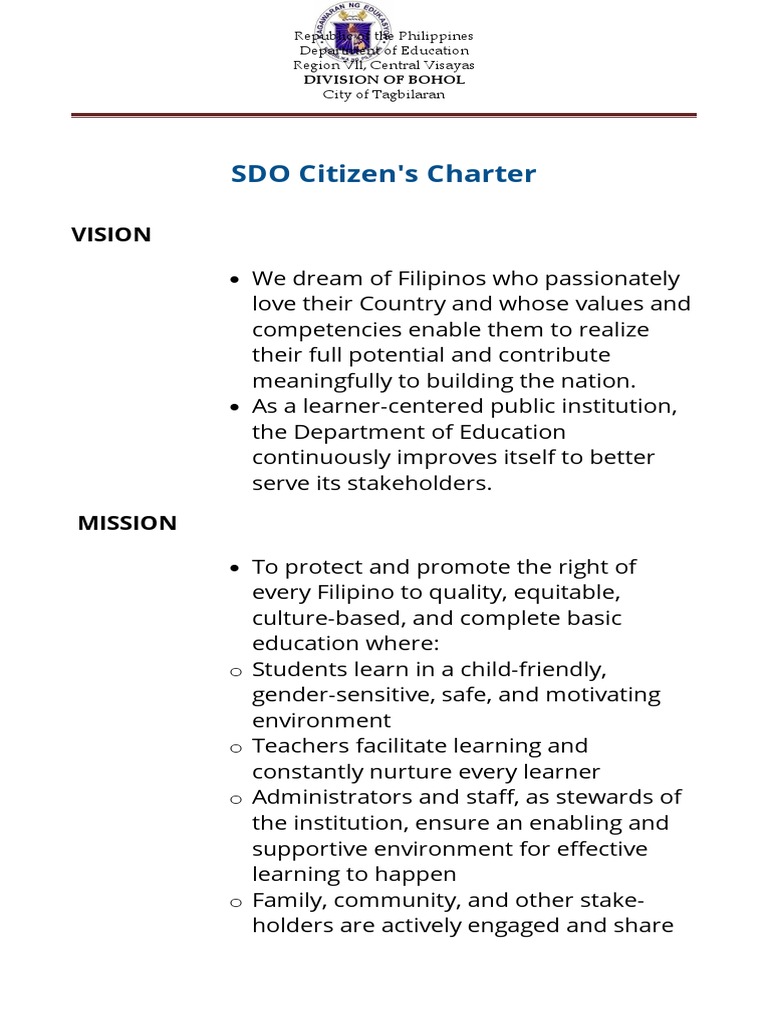 DepEd Bohol Citizen's Charter 2025 | PDF | Complaint | Labour
