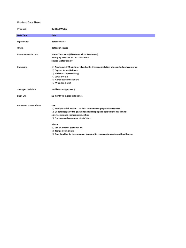 HACCP For Bottled Water | PDF | Hygiene | Water Pollution