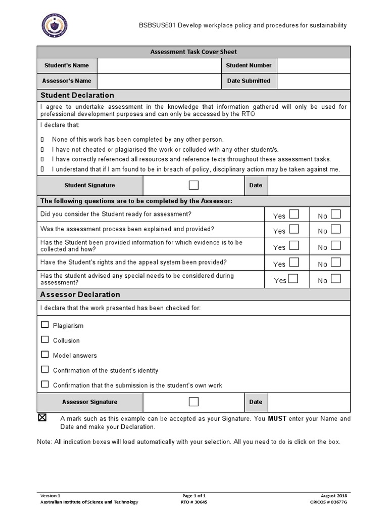 Assessment Task Cover Sheet-1 | PDF | Plagiarism | Communication