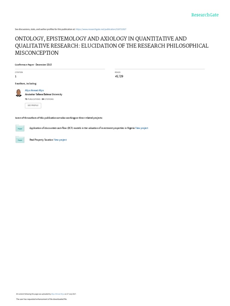 Research paradigms: ontology, epistemology and methodology | PDF ...