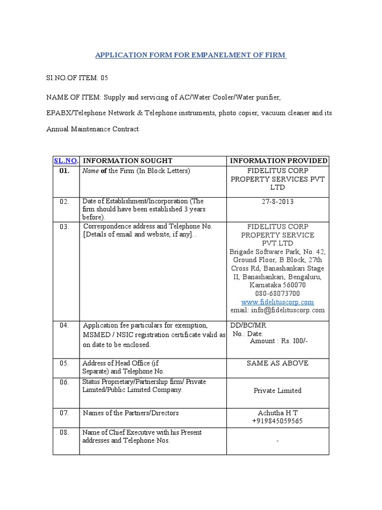 Lic Final Application Form For Empanelment of Firm | PDF | Limited ...