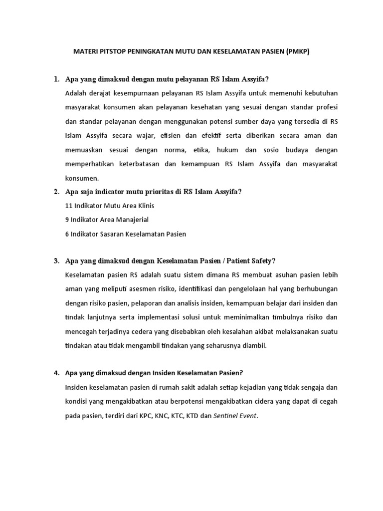 Materi PMKP Untuk Pitstop | PDF