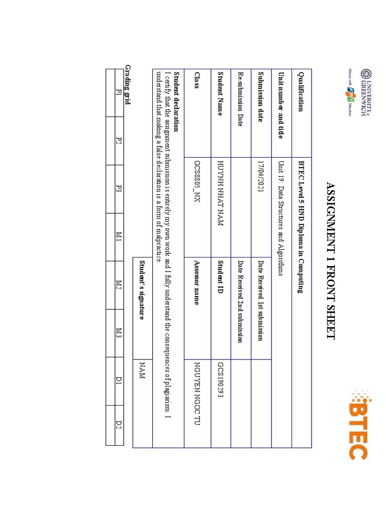 Unit 19 - Assignment Brief 1 - Huynh Nhat Nam-Môn DATA AND ALGORITHMS | PDF | Queue (Abstract ...