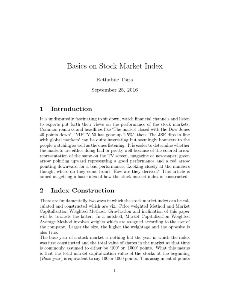 Basics On Stock Market Index | Download Free PDF | Market ...