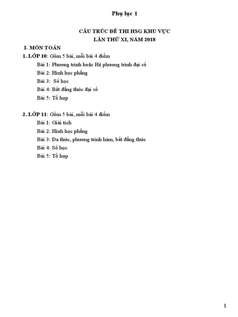 Phu Luc 1-Cau Truc de Thi DHBB 2018 | PDF