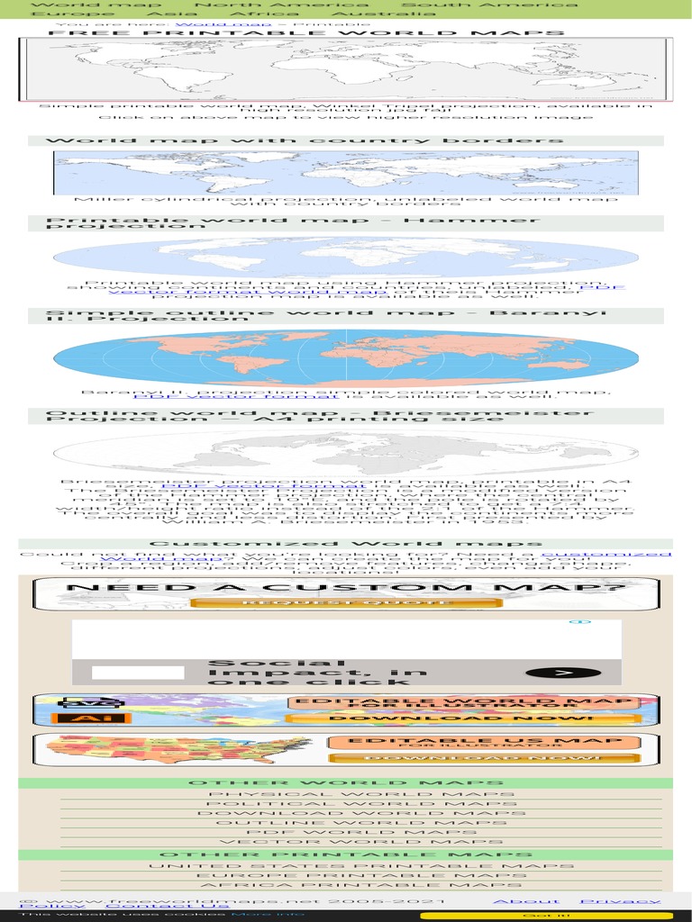 Free Printable World Maps | PDF | Map | Communication Design