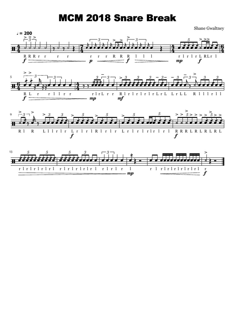 MCM 2018 Snare Break MCM 2018 Snare Break: Shane Gwaltney | PDF