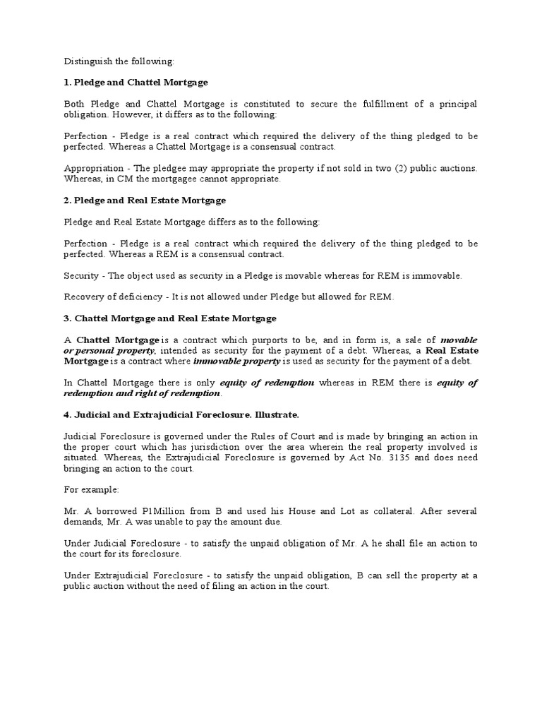 Difference Between Pledge and Mortgage | PDF