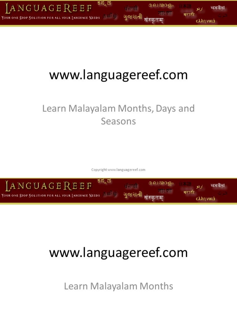 Learn Malayalam Months Days Seasons | PDF | Kerala