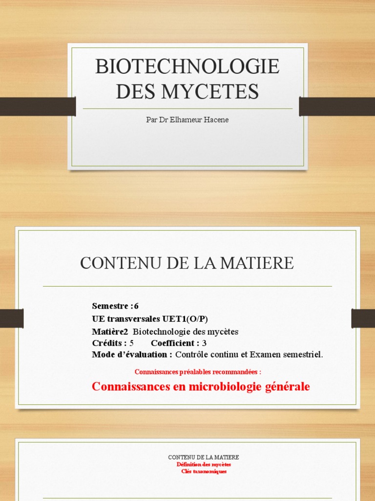 Biotrchnologie Des Mycetes | PDF | Champignons | Organismes