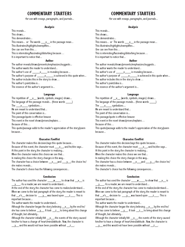 Commentary Starters | PDF