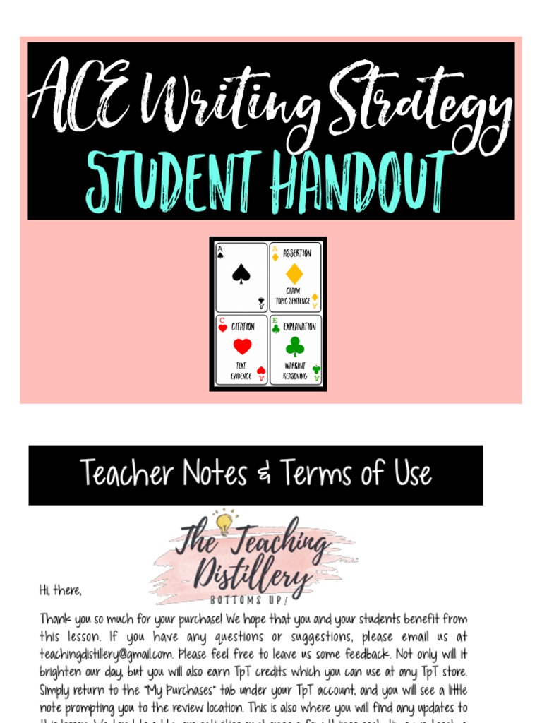 ACE Writing Strategy: Student Handout | PDF | Essays | Communication