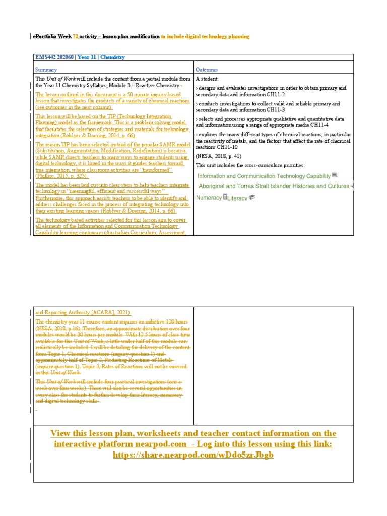 Lesson Plan For Week 7 EPortfolio | PDF | Educational Technology ...