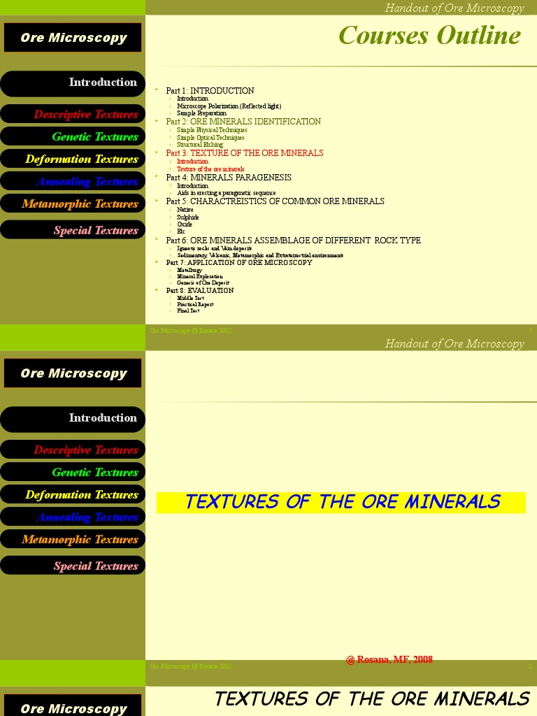 MB - 07 Ore Mineral Textures | PDF | Minerals | Sedimentary Rock