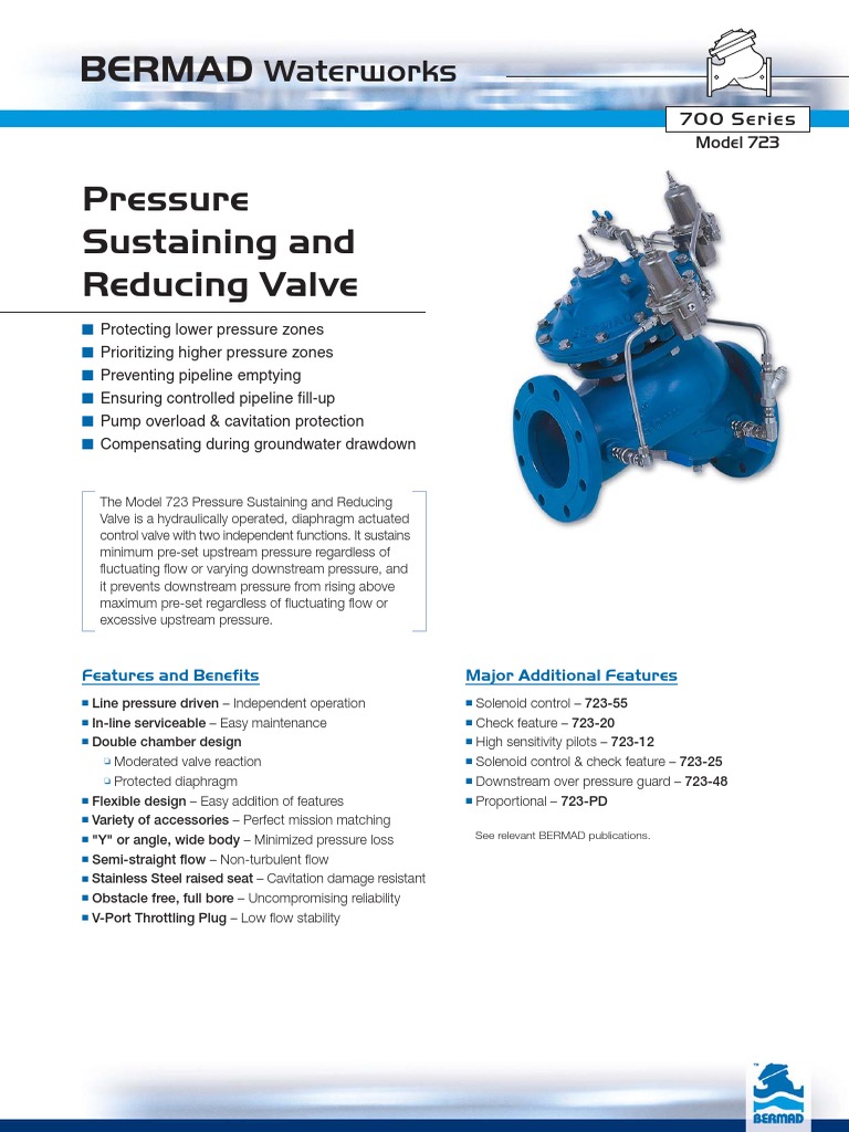 Bermad: Pressure Sustaining and Reducing Valve | PDF | Valve | Pump