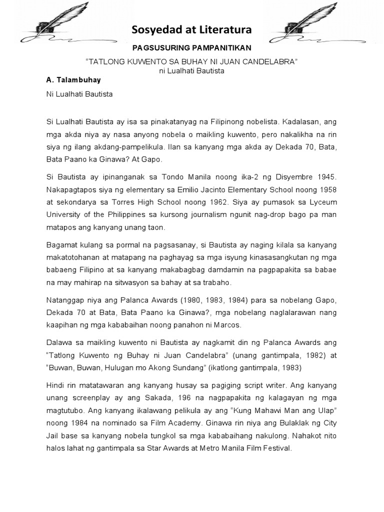 Pagsusuring Pampanitikan | PDF