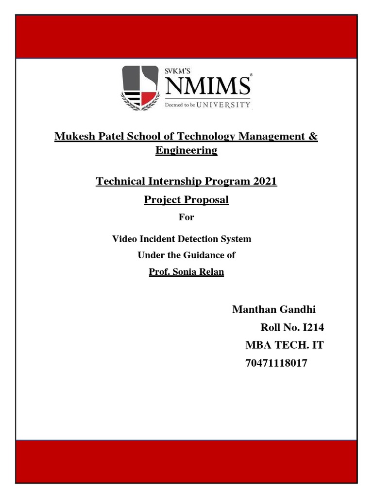 Project Proposal Manthan Gandhi TIP 2021 | PDF | Traffic | Closed ...