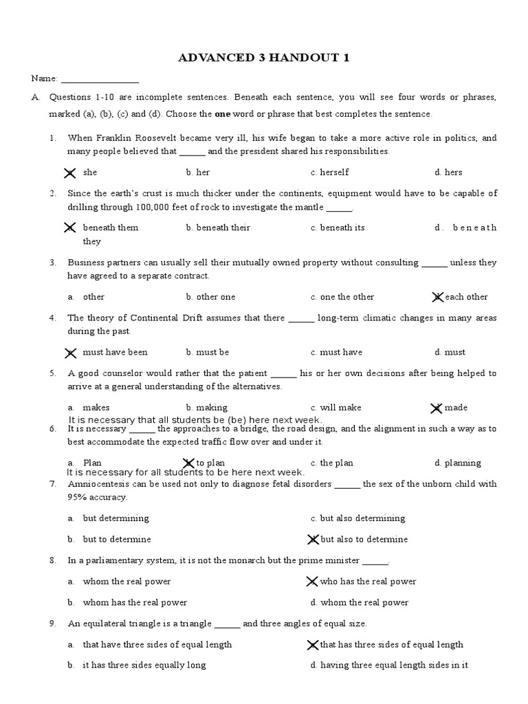 Advanced 3 Handout 1 | PDF | Train | Plate Tectonics