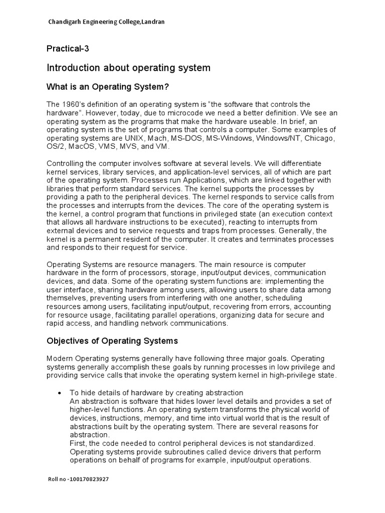 Introduction About Operating System: Practical-3 | PDF | Operating ...