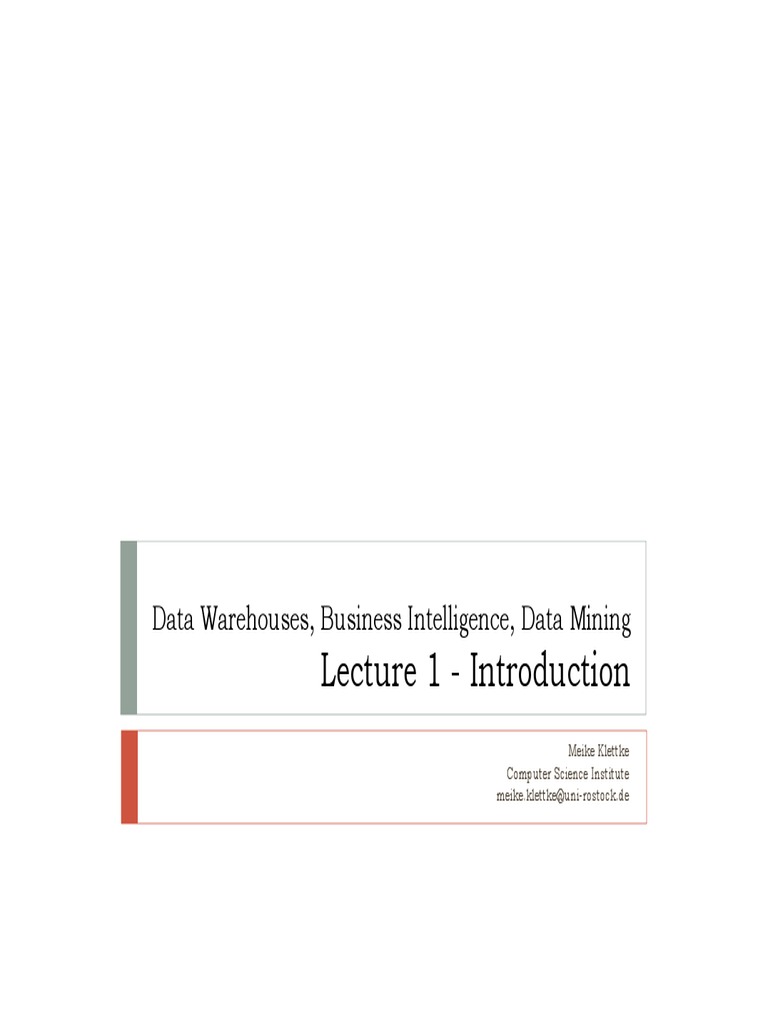 Introduction to Data Warehouses, Business Intelligence and Data Mining | PDF | Business ...