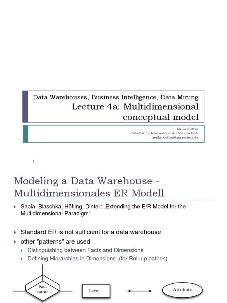 Lecture 4a: Multidimensional Conceptual Model: Data Warehouses ...