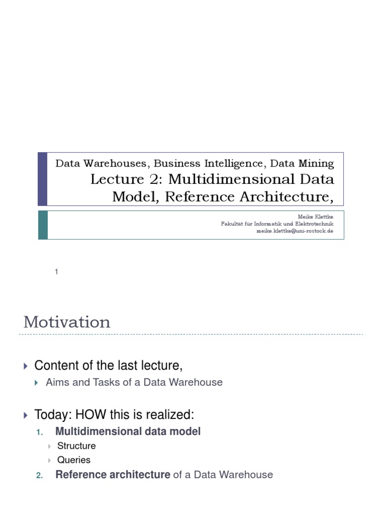 Data Warehouse Multidimensional Model and Reference Architecture | PDF ...