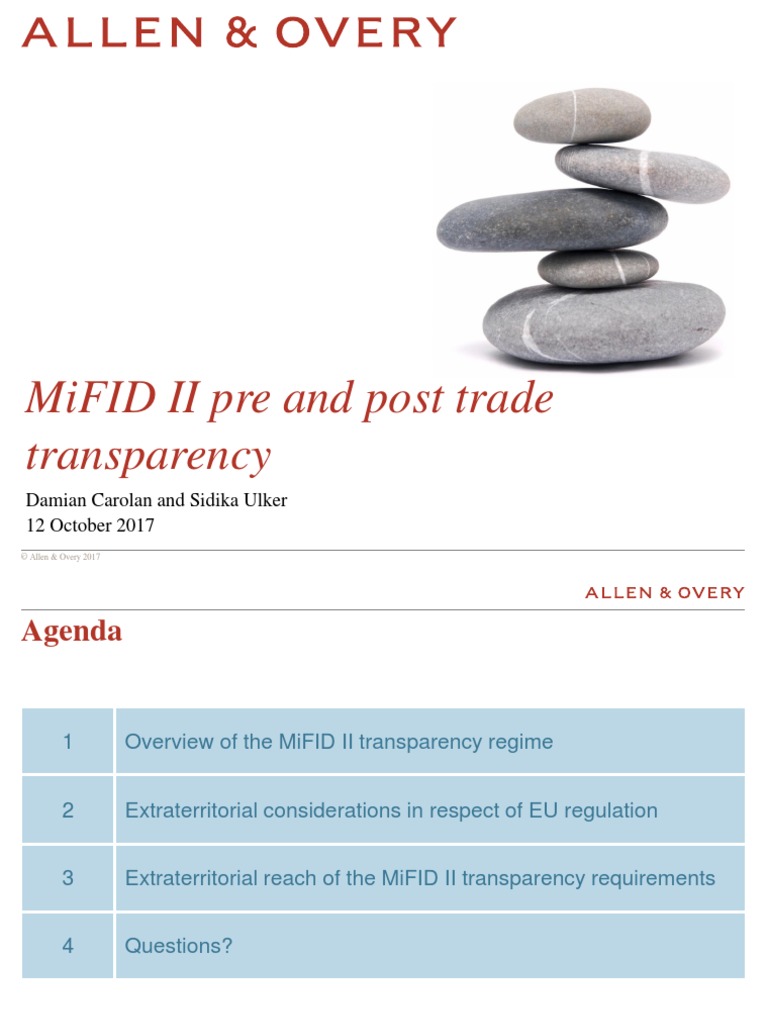 Pre and Post Trade Transparency Hosted by Allen and Overy Presentation ...