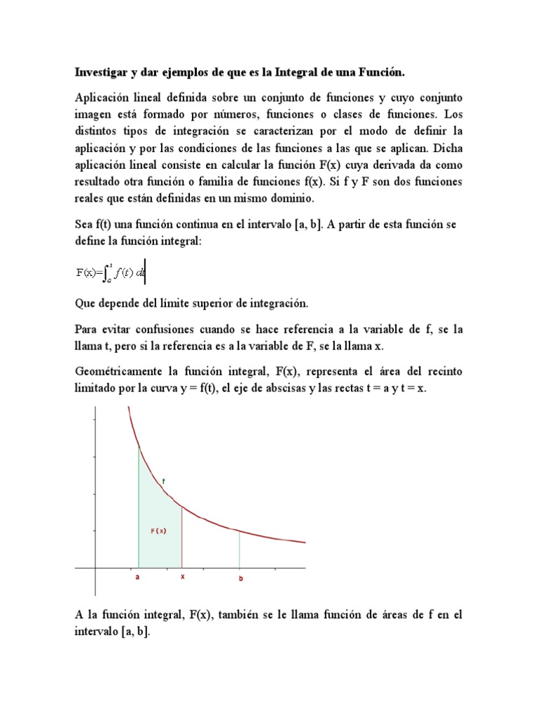 Investigar y Dar Ejemplos de Que Es La Integral de Una Función | PDF ...
