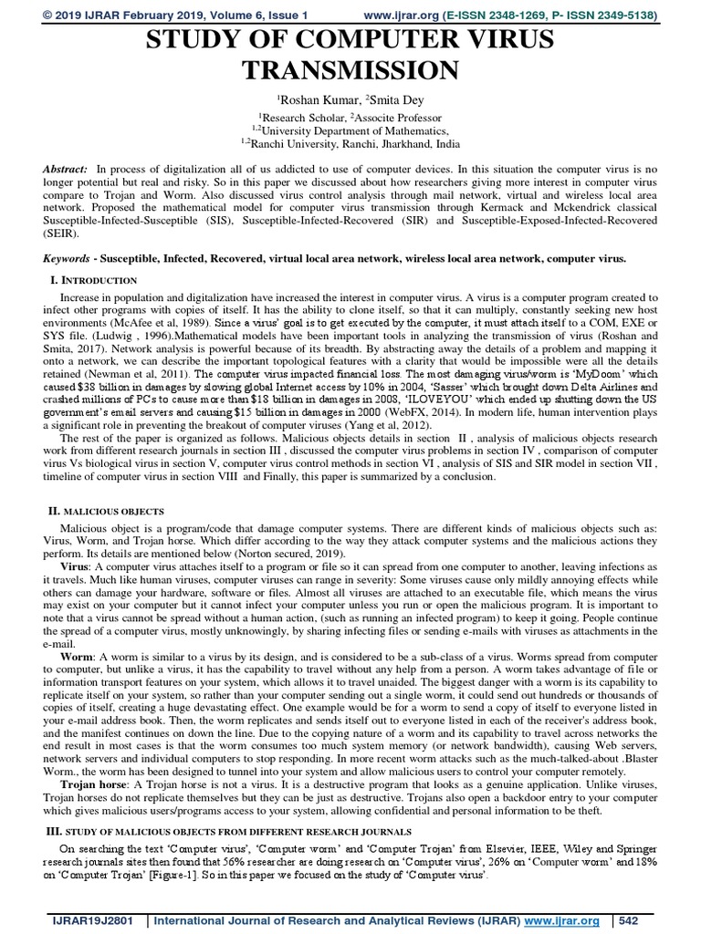 Study of Computer Virus Transmission | PDF | Computer Virus | Malware