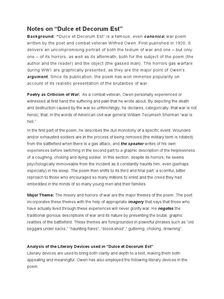 The Horrors of War Exposed: An Analysis of Literary Devices and Themes ...