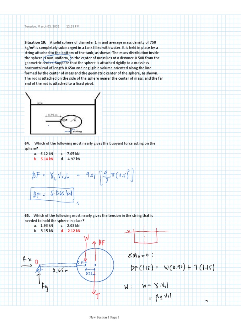 Eval Exam Part 2 Fluid May 2021 Discussion | PDF | Sphere | Buoyancy