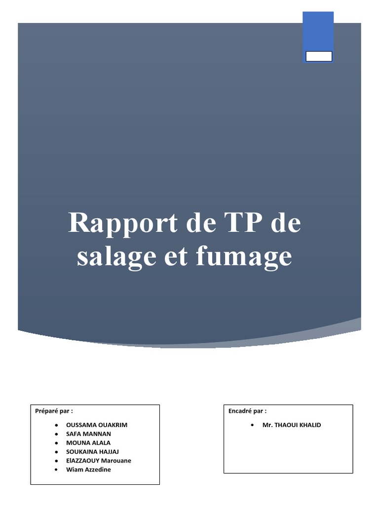 Rapport de TP de Salage Et Fumage | PDF | Fumer (Cuisine) | Nourriture et boisson
